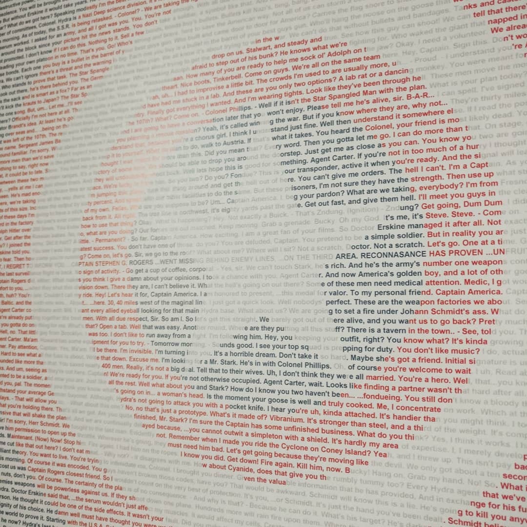 Captain America Movie Script Poster Unique Posters With a Twist Great ...