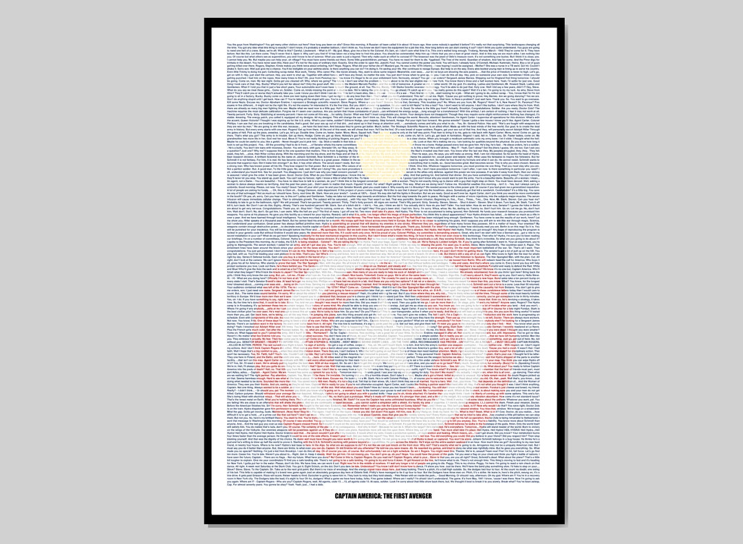 Captain America Movie Script Poster Unique Posters With a Twist Great ...