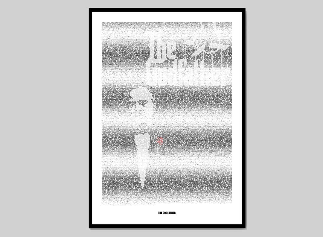 The Godfather Movie Script Poster Unique Posters With a Twist Great ...