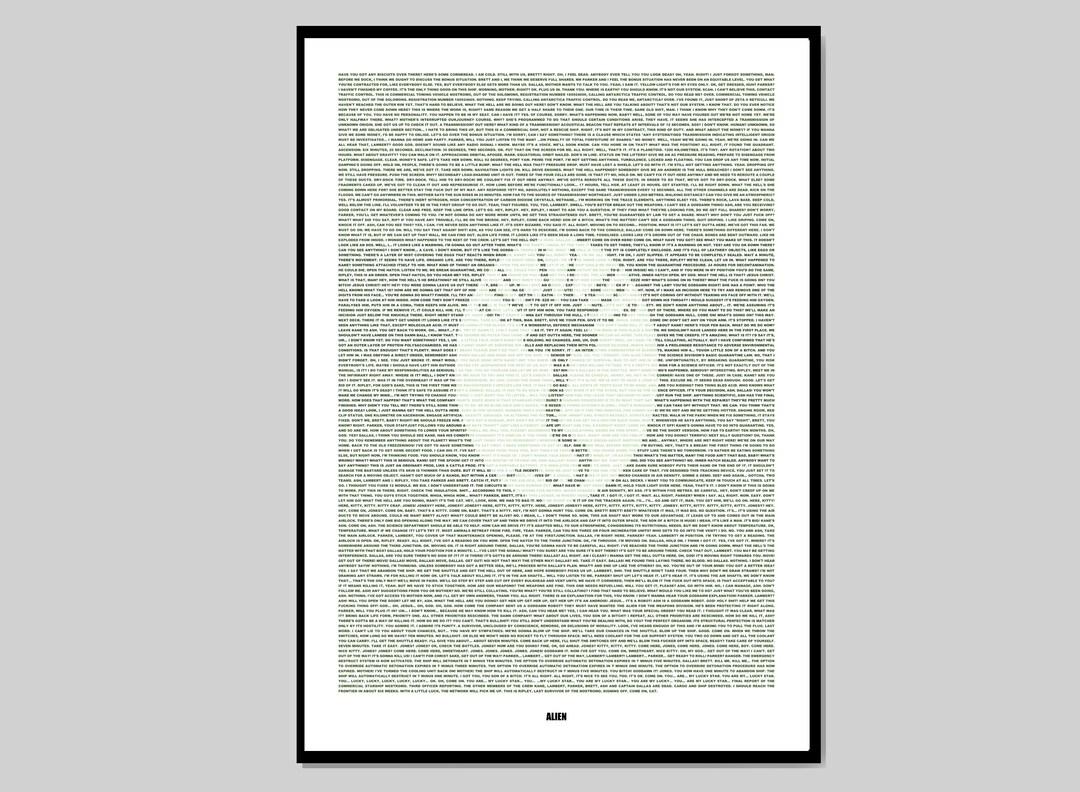 Alien Movie Script Poster Unique Posters With a Twist Great Gift for ...