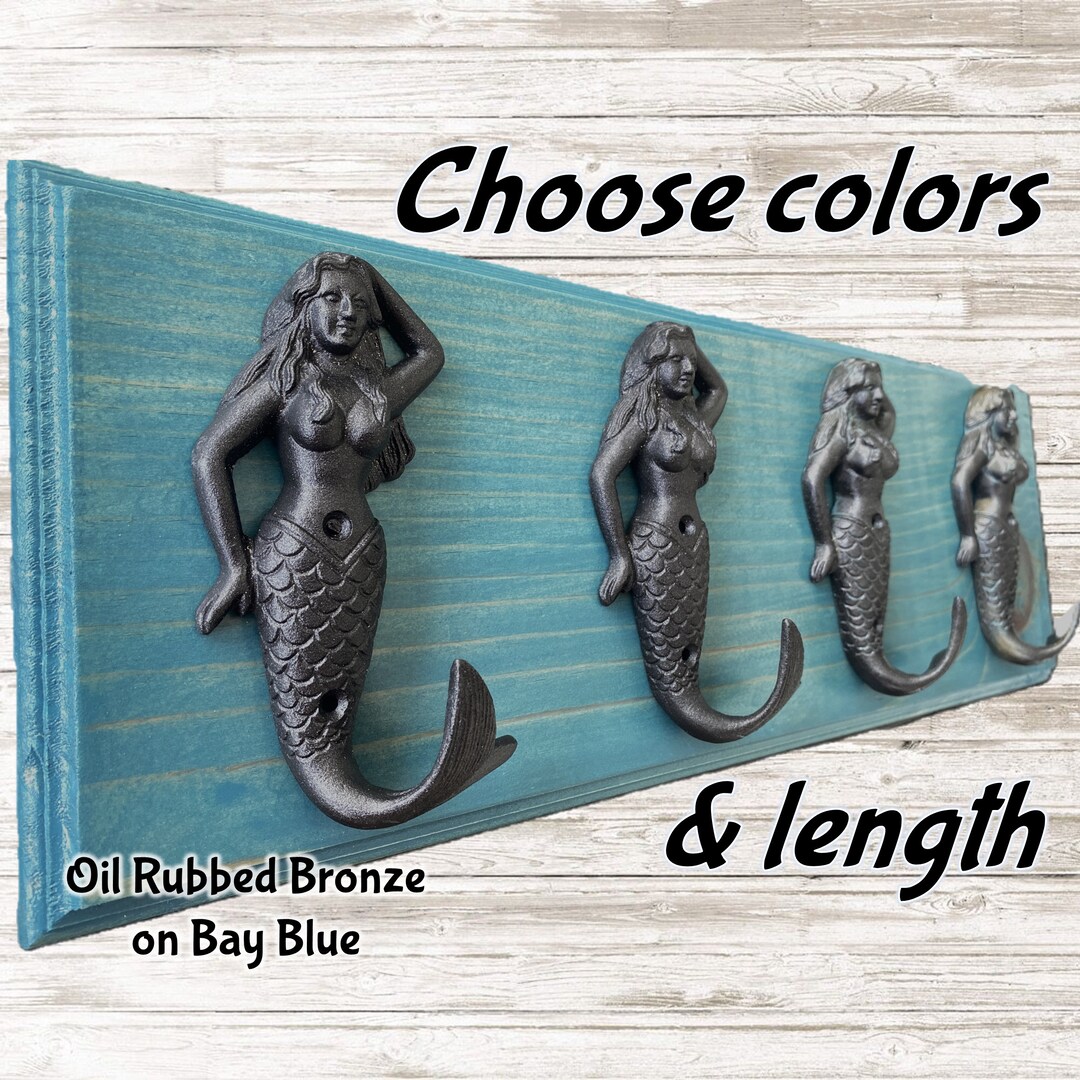 Mermaid Hook Rack, Beach Coat Hook Rack, Towel Hook Rack, Hat Hook Rack ...