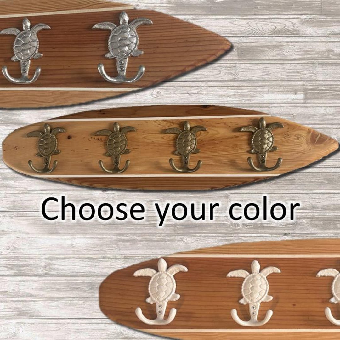 Surfboard Hook Rack, Sea Turtle Hook Rack, Beach Coat Hook Rack, Towel ...