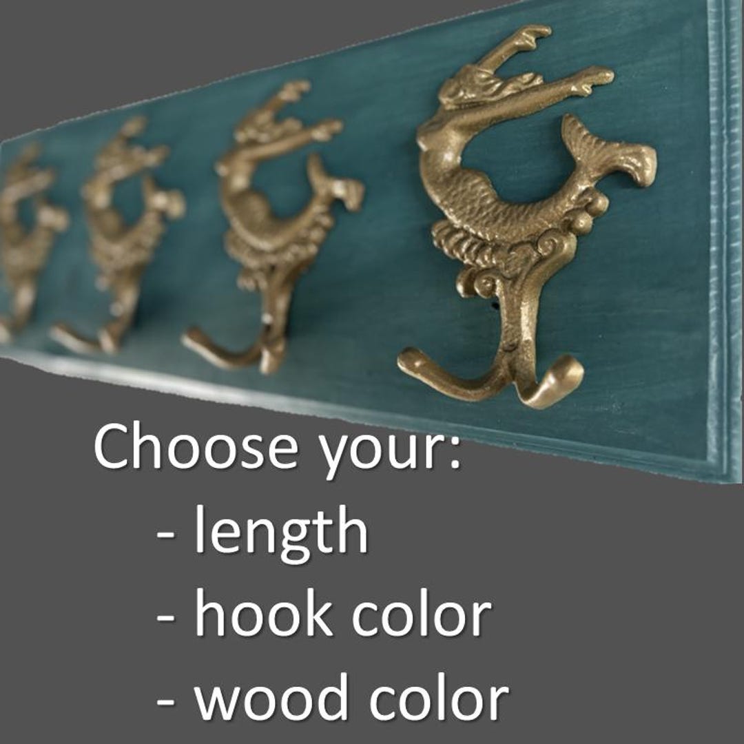 Mermaid Hook Rack, Beach Coat Hook Rack, Towel Hook Rack, Hat Hook Rack ...