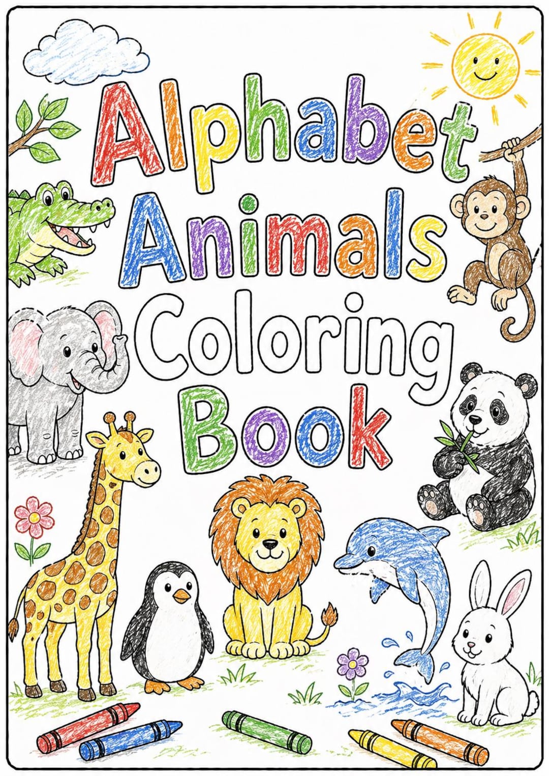 Alphabet Animals Coloring Book - Etsy