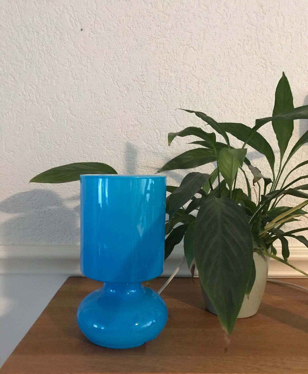 VINTAGE69 Ikea Lykta Table Lamp Retro Table Lamp Blue Handmade Night Light Blue Etsy