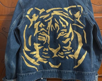 Denim Jacket With Tiger on It - Etsy