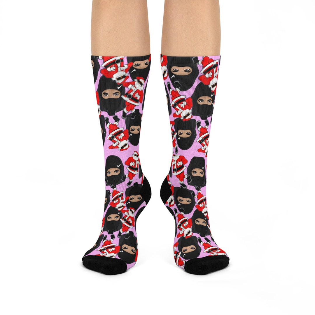 Pink Drake Ski Mask Black Santa Socks - Etsy