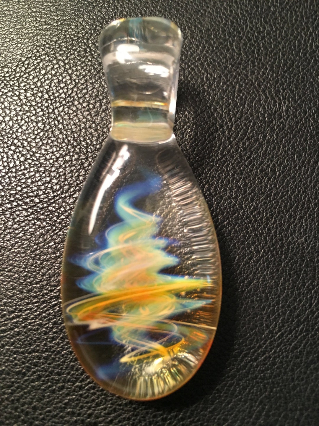 Silver Fumed Glass Pendant, One of a Kind - Etsy
