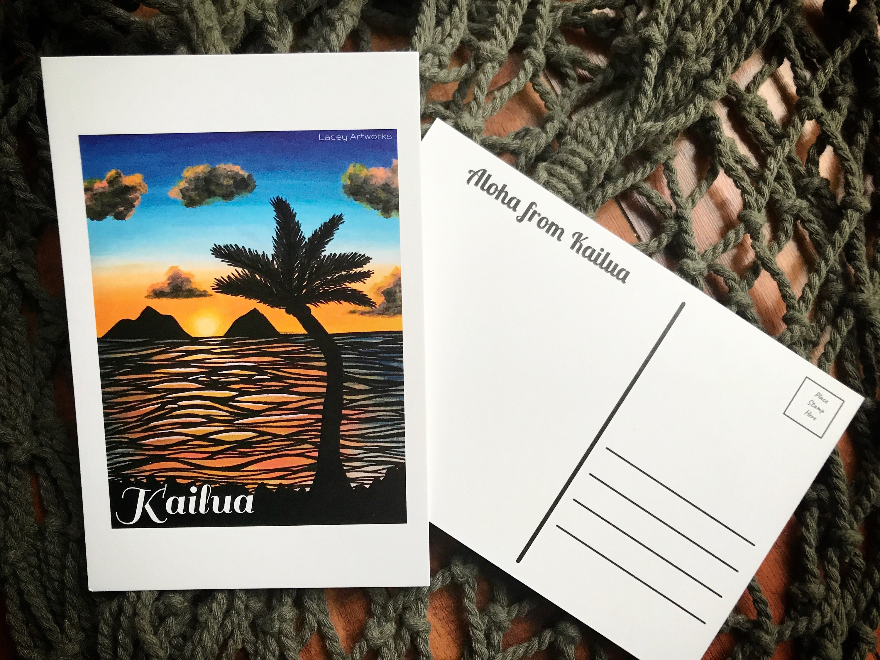 Mokulua Islands Postcard - Mokulua Islands Painting, Postcard Art ...