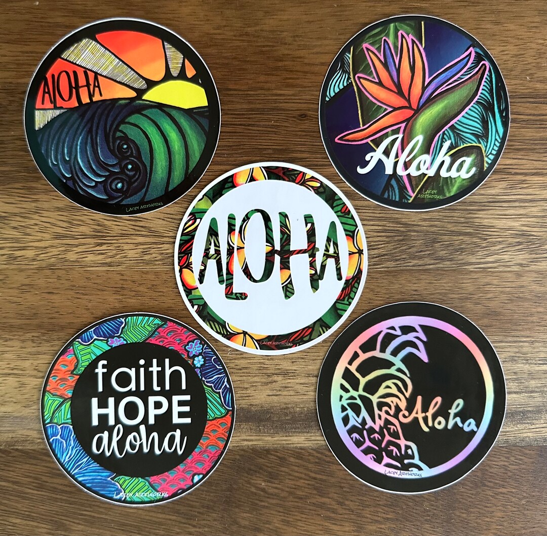 Pack of 5 Aloha Vinyl Stickers - Etsy