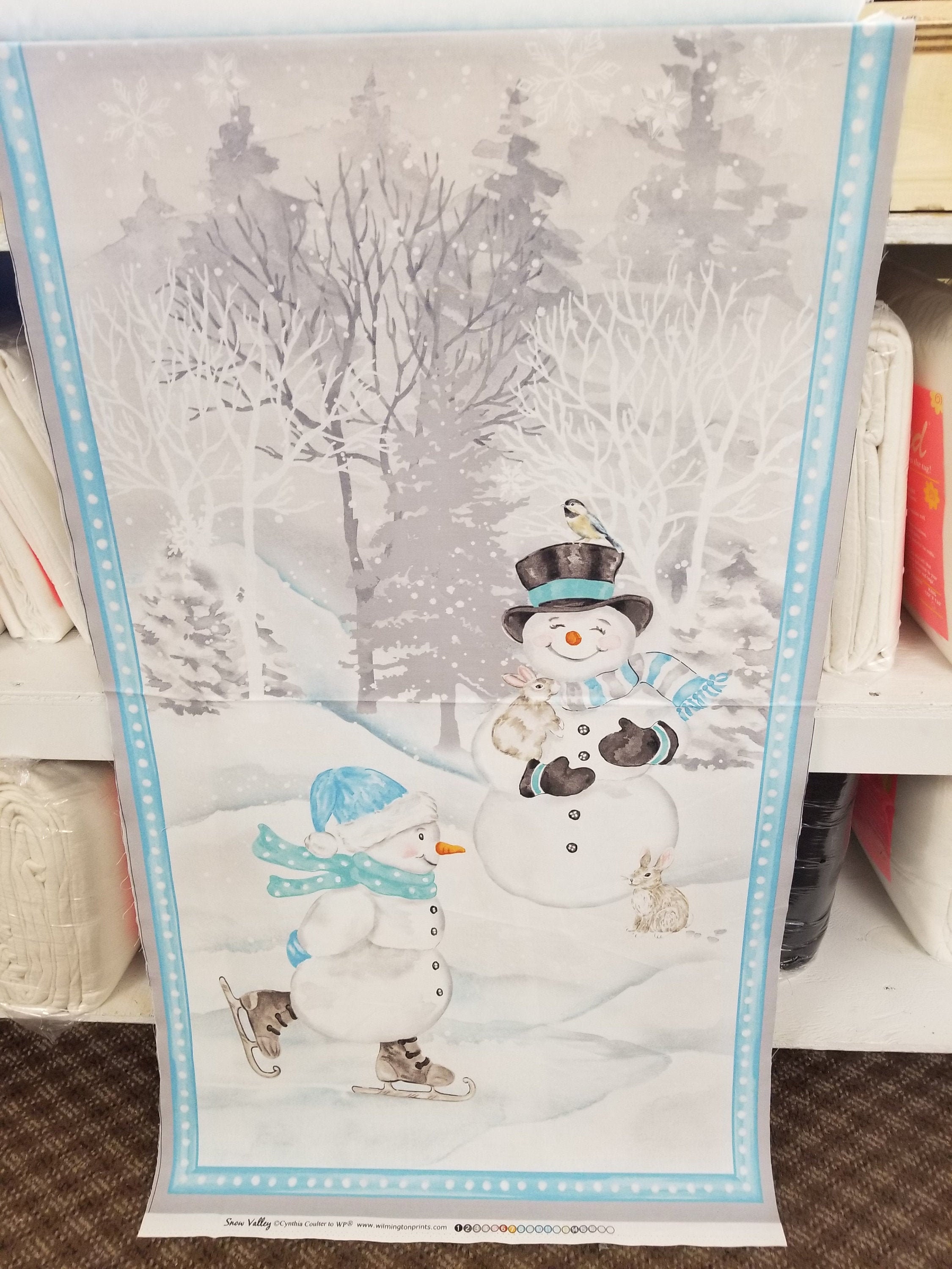 Snowmen Fabric Panel Ice Skating Smowman Quilt Panel | Etsy