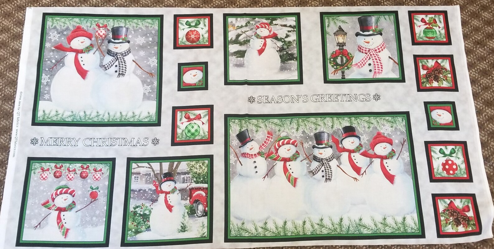 Snowmen Fabric Panel Snowman Quilt Panel | Etsy