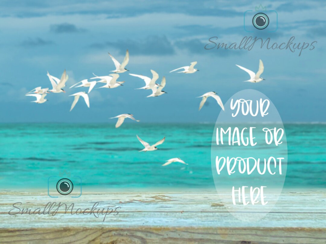 Beach Product Background Mockup, Sea Ocean View Blank Outdoors Rustic ...