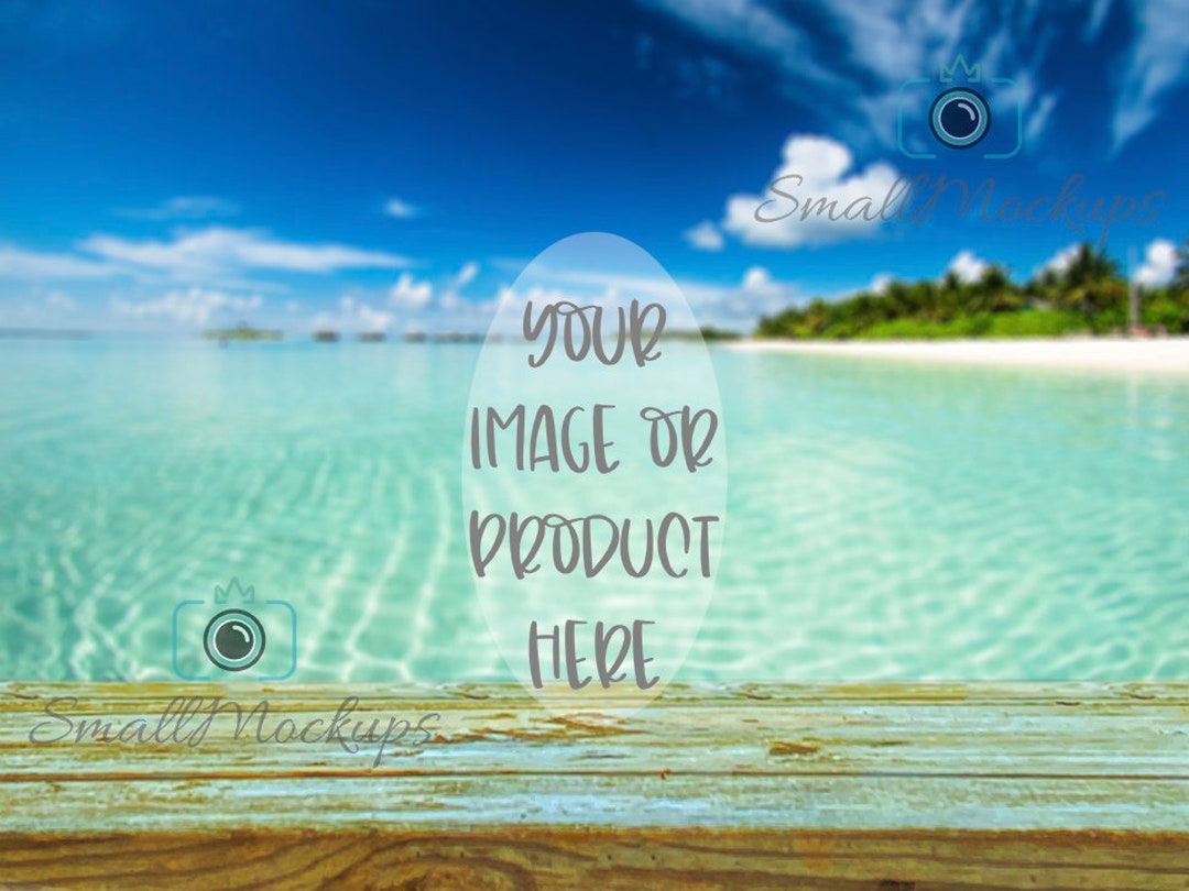 Blue Ocean Product Background Mockup, Beach Summer Blank Outdoors ...