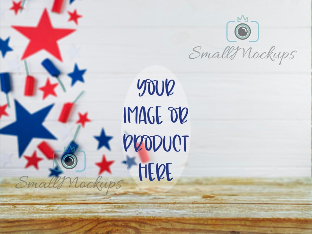 4th of July American Flag Stars Mockup, Rustic Product Mockup, Shirt ...