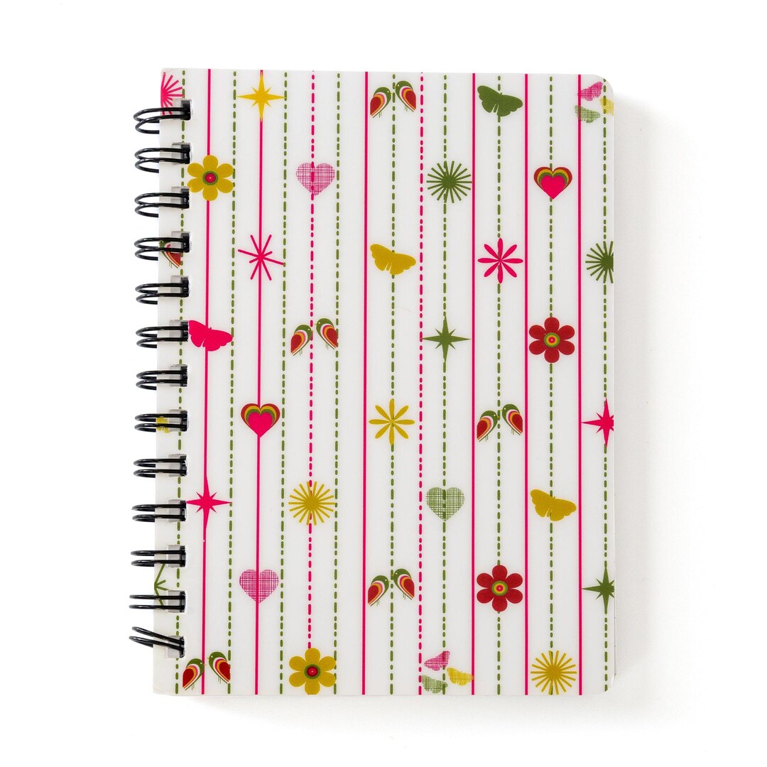 Pink Hearts & Flowers Notebook Retro Floral 5x7 Spiral - Etsy