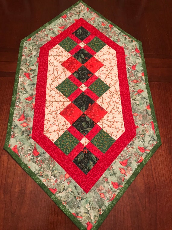 Reversible Table Runner With Cardinals and Holly Berries - Etsy