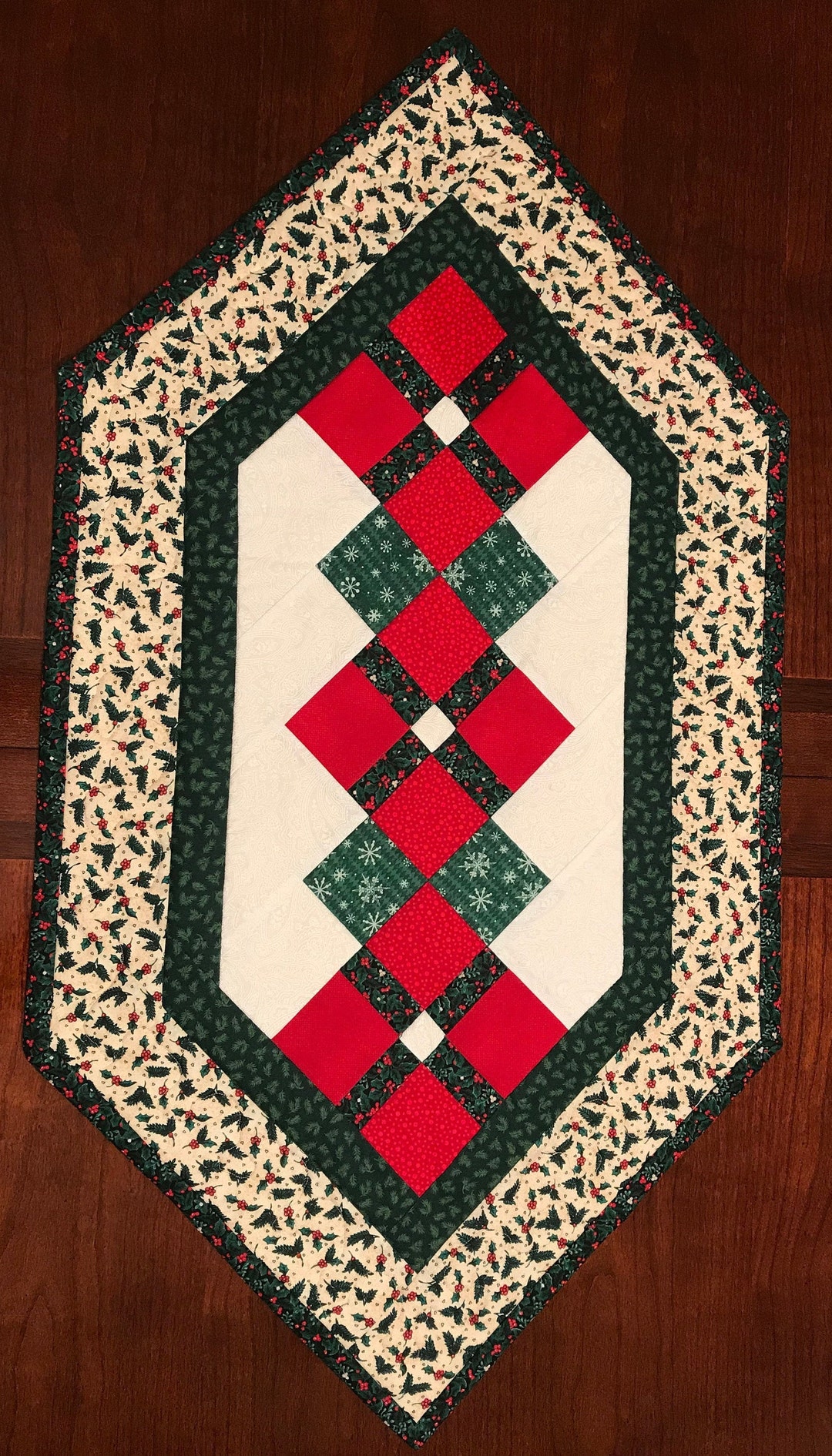 Holly Berries Hexagonal Table Topper - Etsy