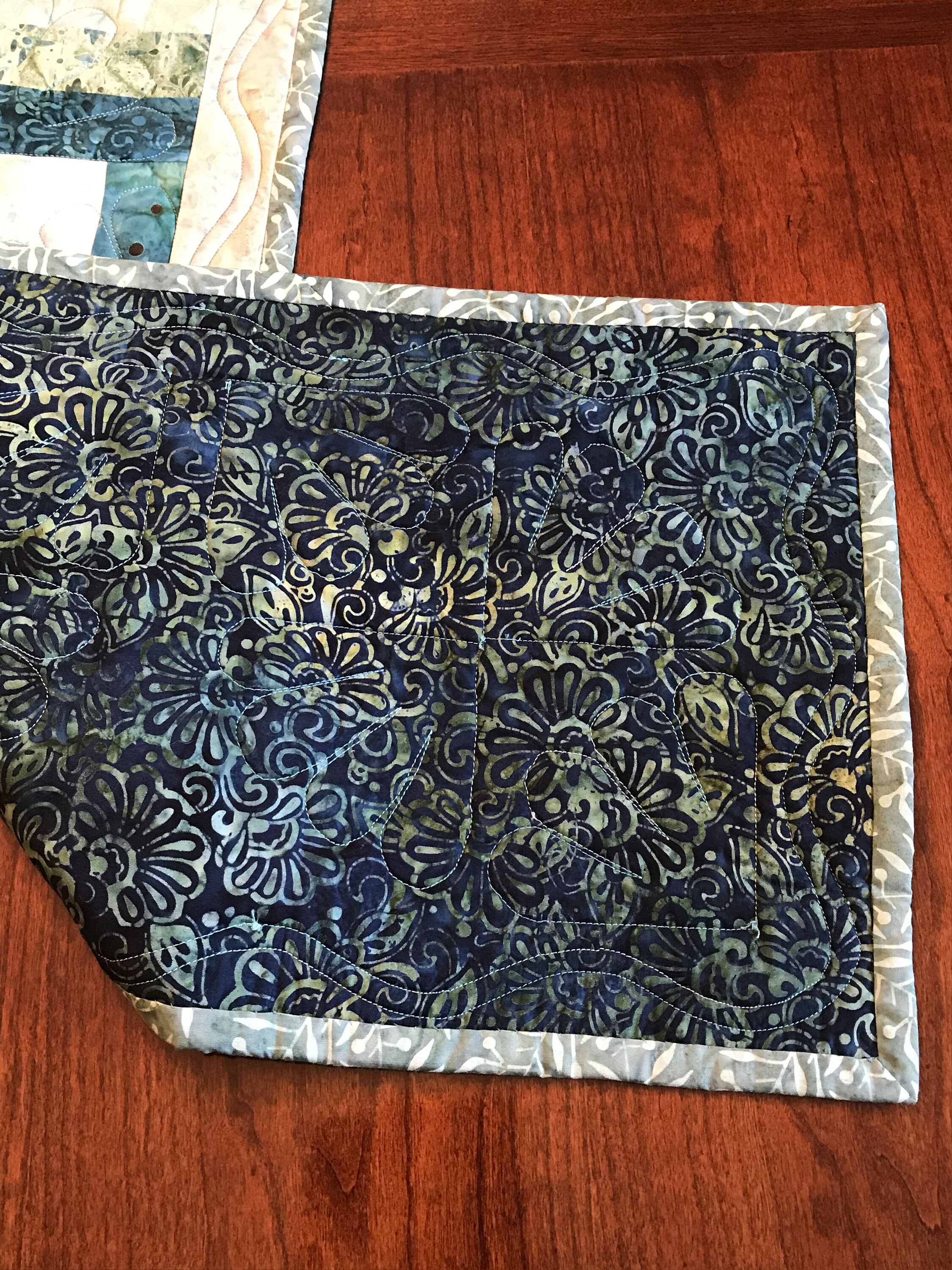 Teal and Gray Batik Table Runner - Etsy