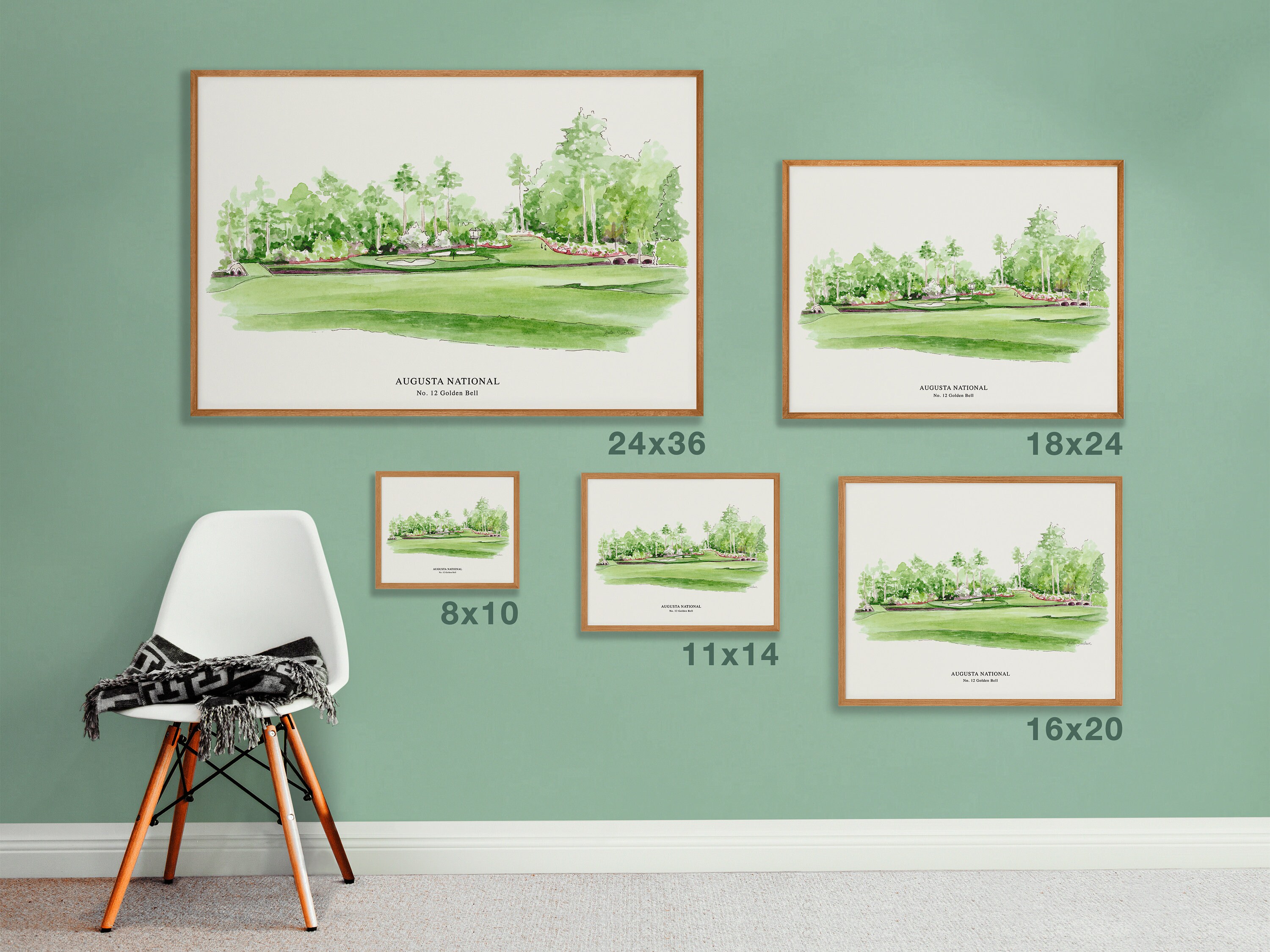 Masters 12 Golden Bell INSTANT DOWNLOAD Augusta National Watercolor ...