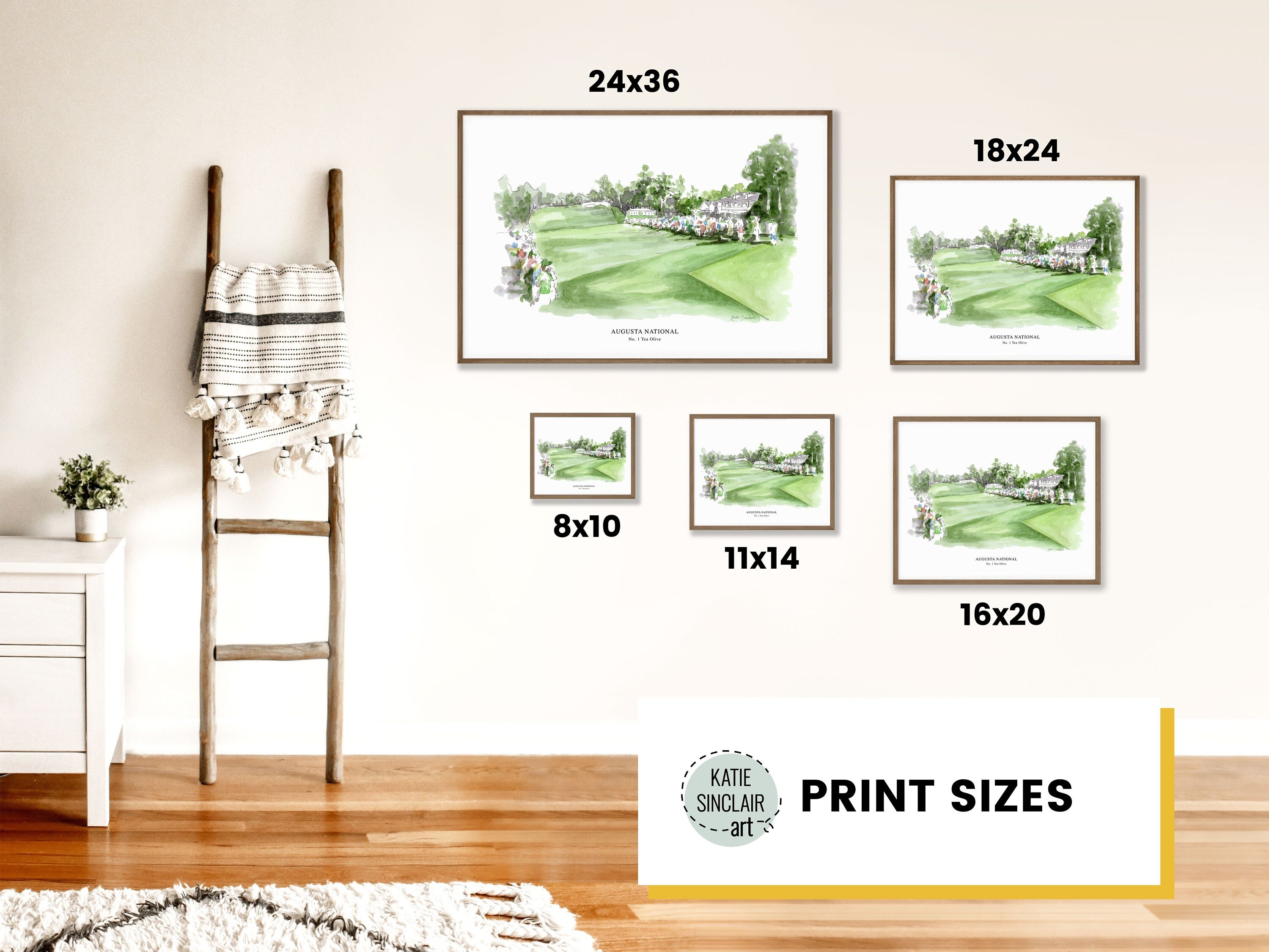 Masters 13 Azalea Green PRINT Watercolor Golf Art Augusta | Etsy