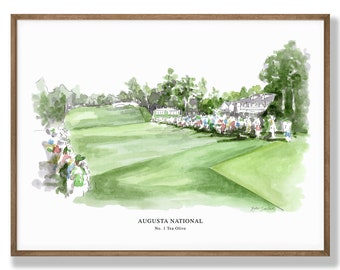 Masters 13 Azalea Green PRINT Watercolor Golf Art Augusta | Etsy