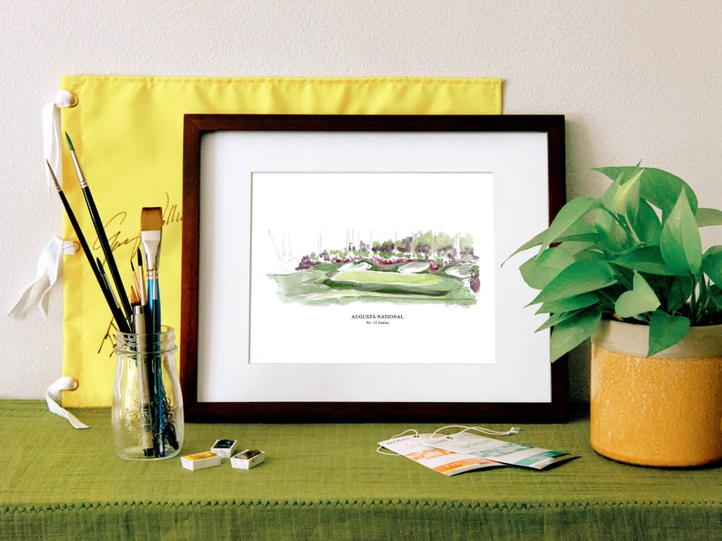 Masters 13 Azalea Green PRINT Watercolor Golf Art Augusta | Etsy