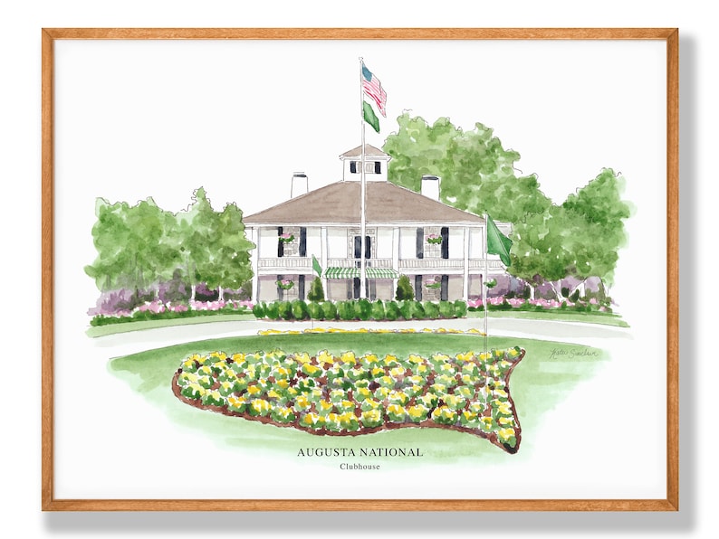 Masters Clubhouse PRINT Watercolor Golf Art, Augusta National, the ...