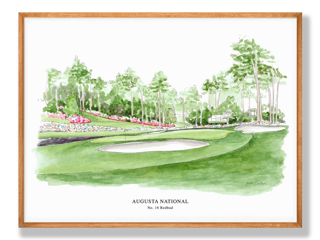 Masters 16 Redbud Green PRINT Watercolor Golf Art Augusta - Etsy