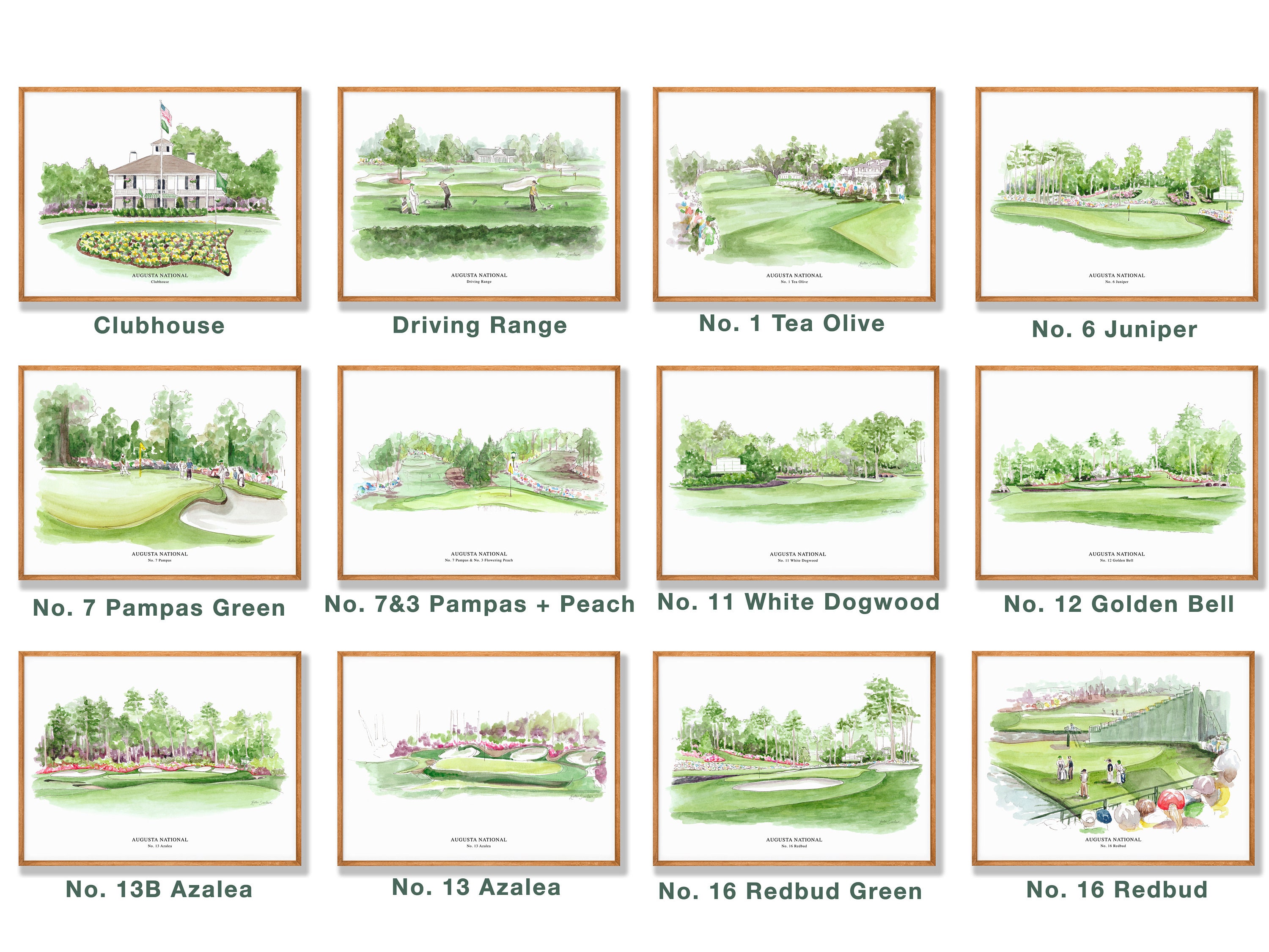 Masters Driving Range PRINT Watercolor Golf Art Augusta - Etsy