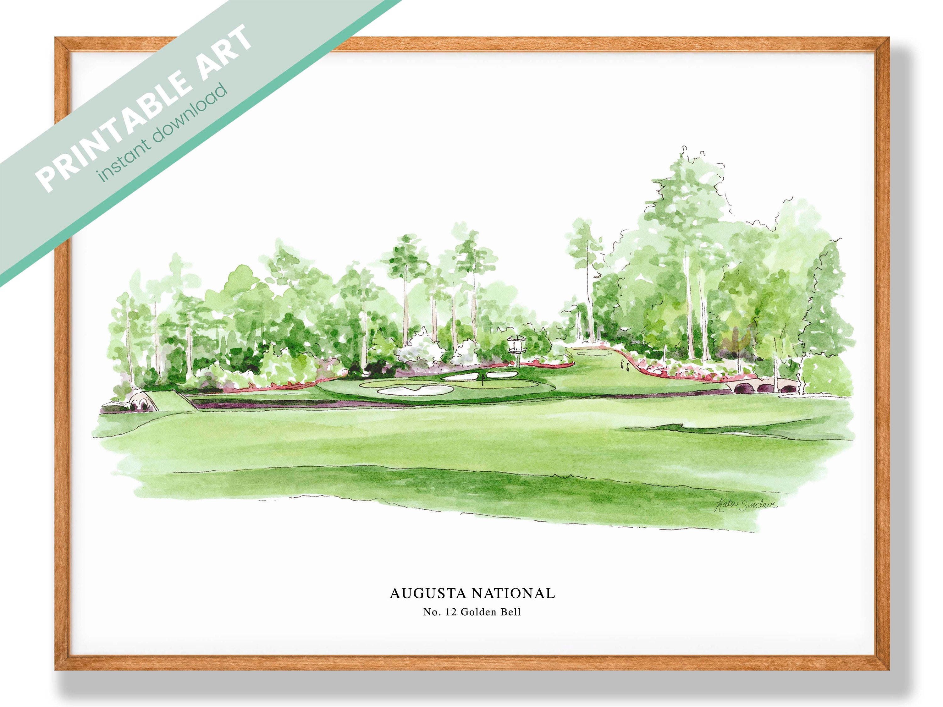 Masters 12 Golden Bell INSTANT DOWNLOAD Augusta National Watercolor ...