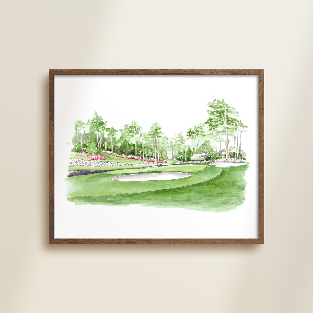 Masters 16 Redbud Green PRINT - Watercolor Golf Art, Augusta Georgia ...