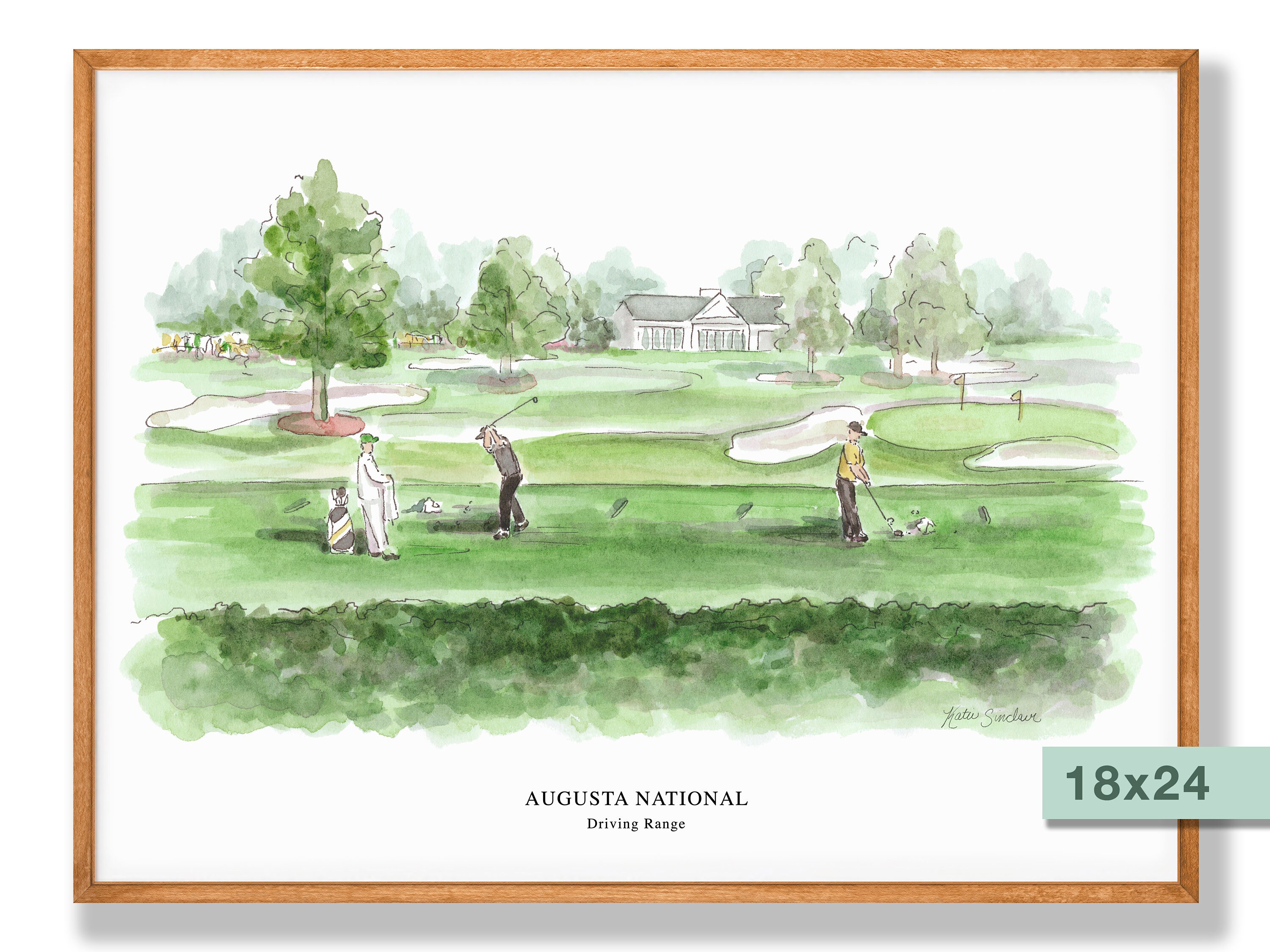 Masters Driving Range PRINT Watercolor Golf Art Augusta - Etsy