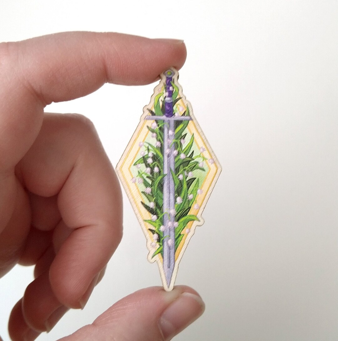 Swords & Lillies Wooden Pin Badge - Etsy