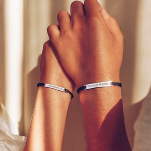 Stronger With You Engraved Bar • Couple Bracelets • Matching Bracelets ...