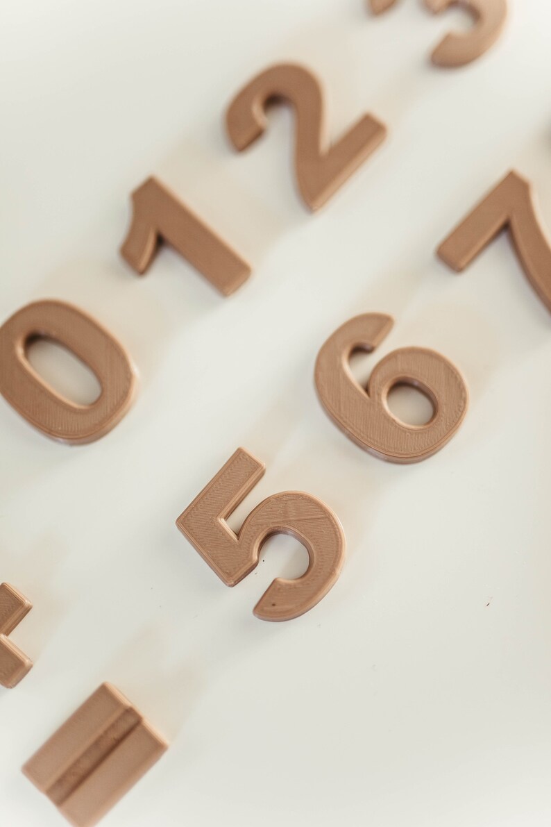 Single Set Walnut Tone Number Fridge Magnets, Montessori, Functional ...