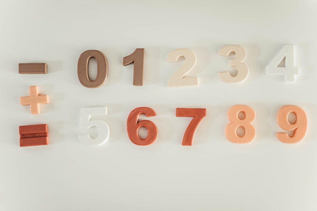 Double Set Earth Tone Number Fridge Magnets, Montessori, Functional ...