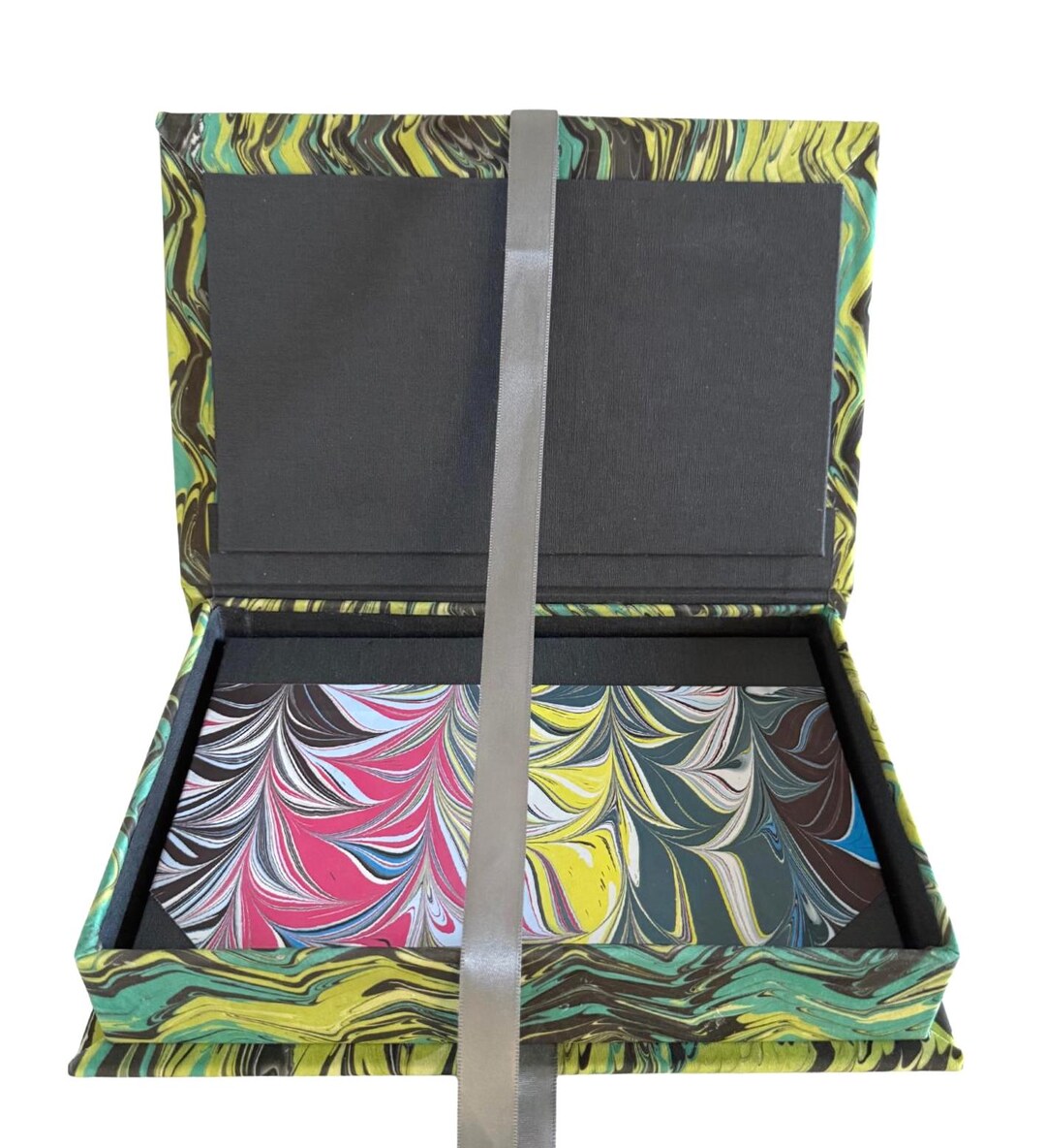 Handmade Marbled Fabric Gift Box, 6.25" X 9.5", With Marbled Paper ...