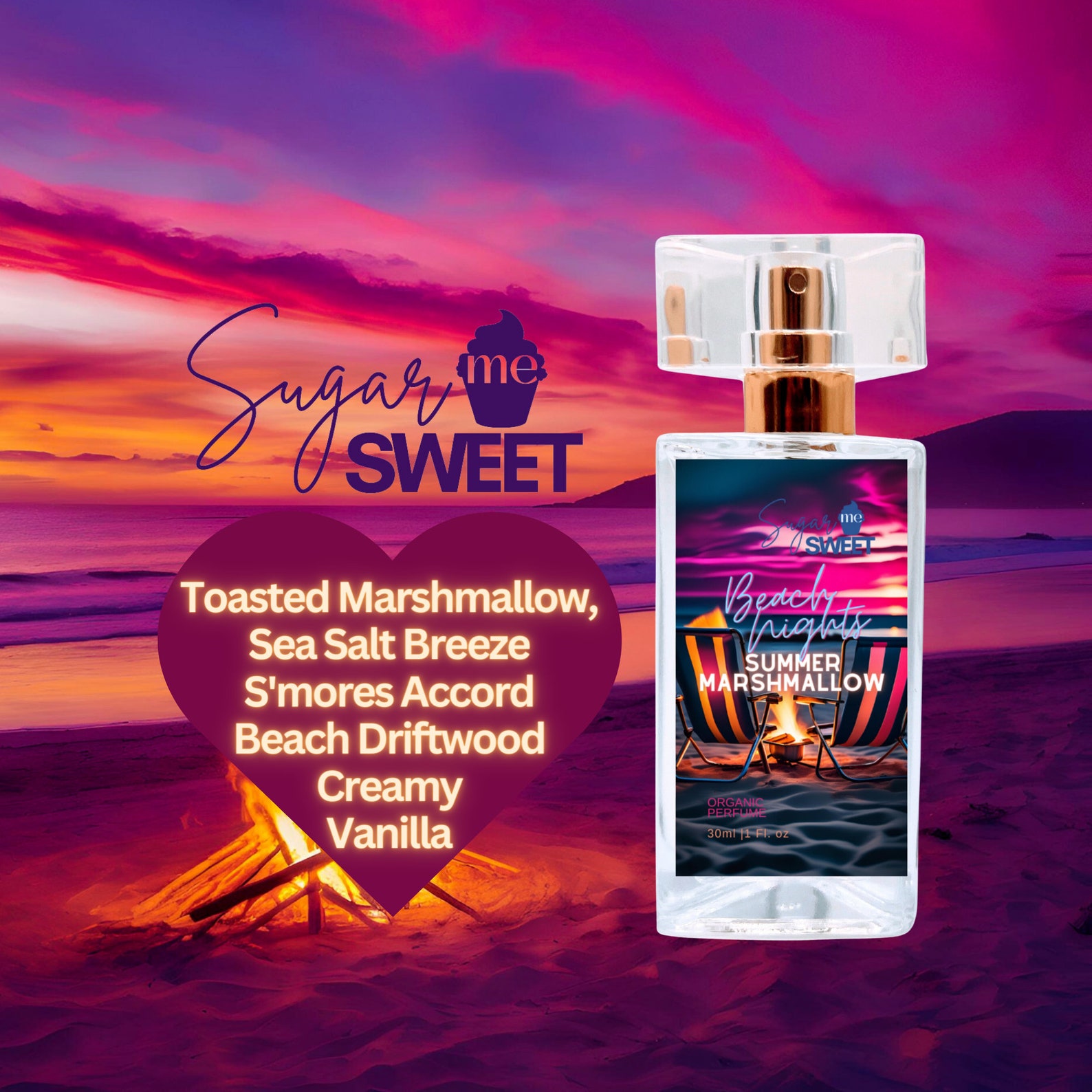 Beach Nights Summer Marshmallow Perfume | Gourmand, Dessert | Organic ...