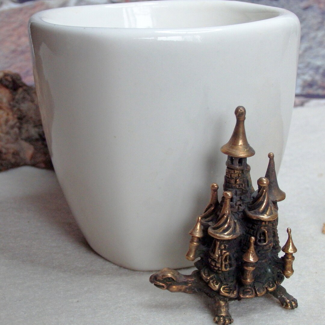 Turtle-with-castle, Small Bronze Souvenir, Handcrafted Magic Creature ...