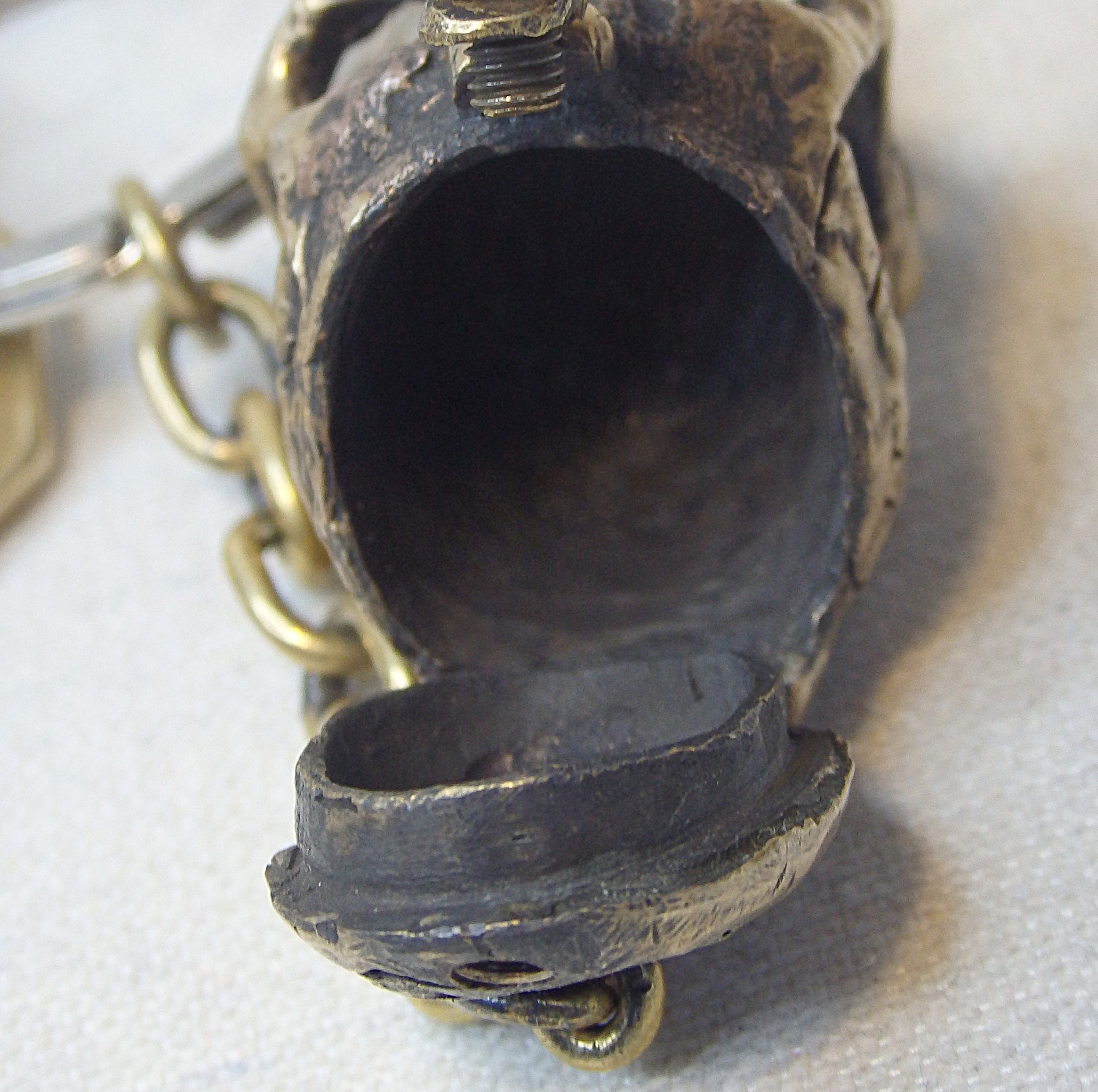 Human skull keychain-safe handcrafted bronze small skull | Etsy