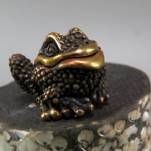 Tiny Casket "frog", Miniature Designer Bronze Box, Funny Fengshui Money ...
