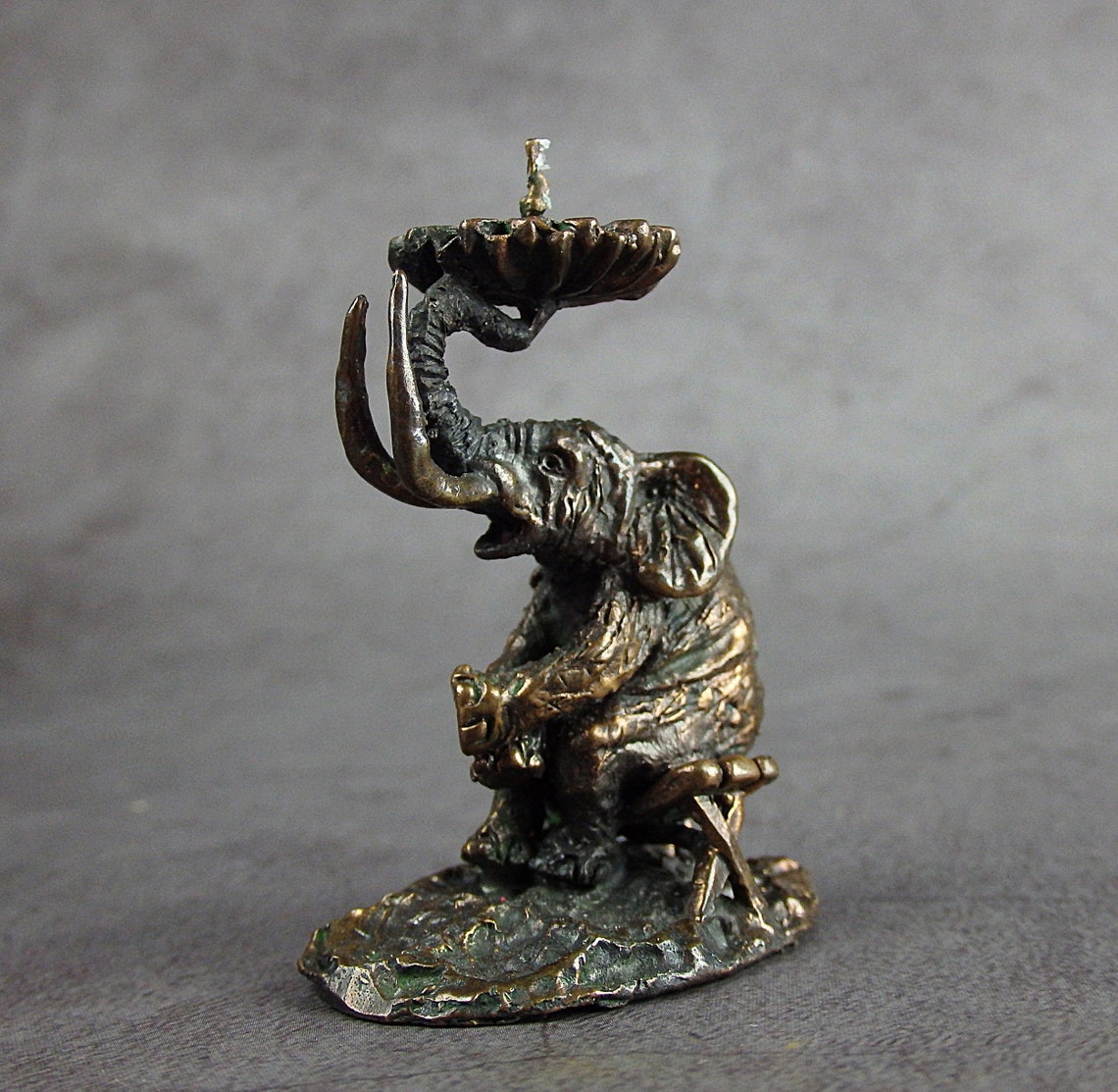 Mini Candlestick elephant on the Bench Feng Shui - Etsy