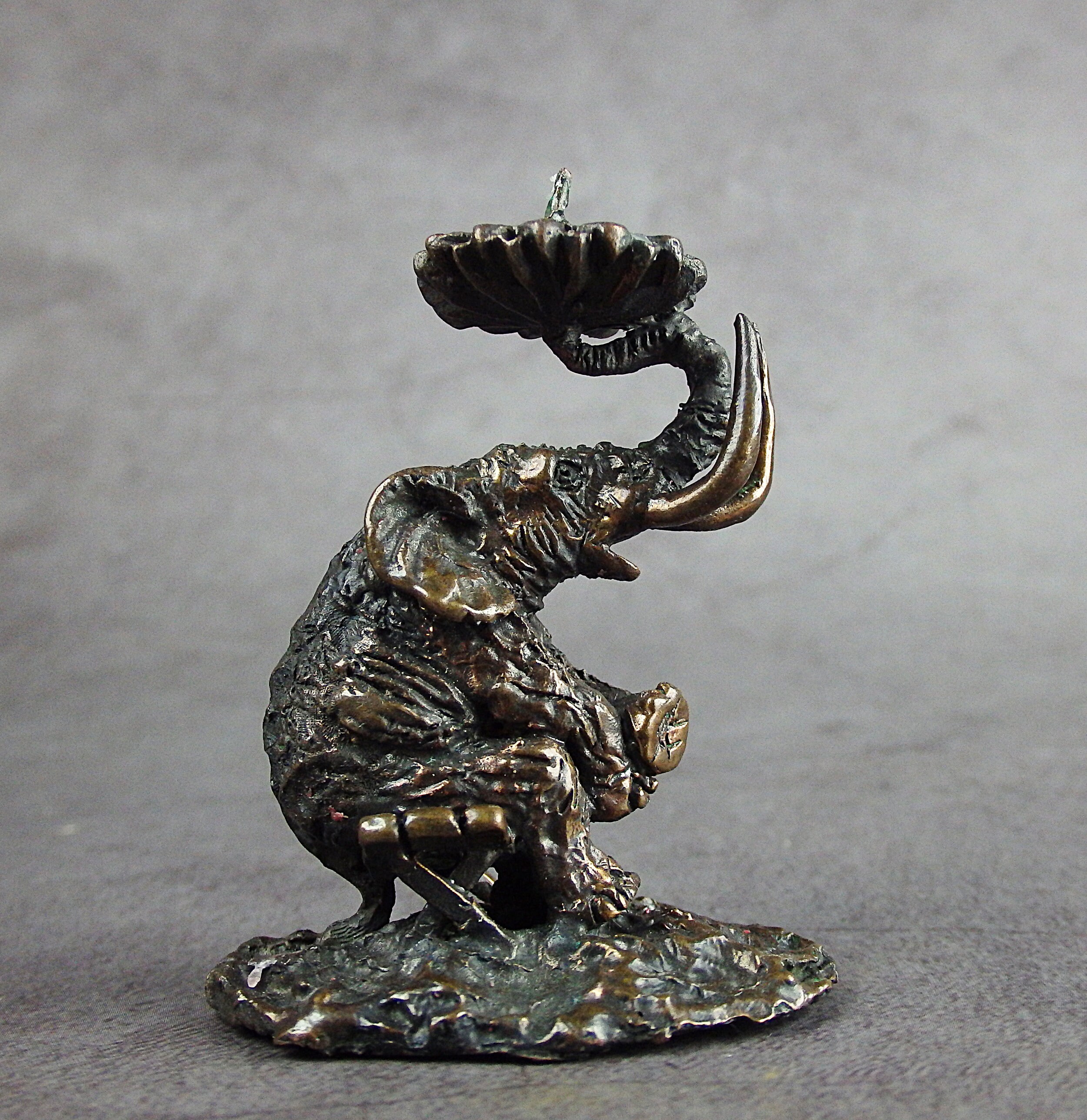 Mini Candlestick elephant on the Bench Feng Shui - Etsy