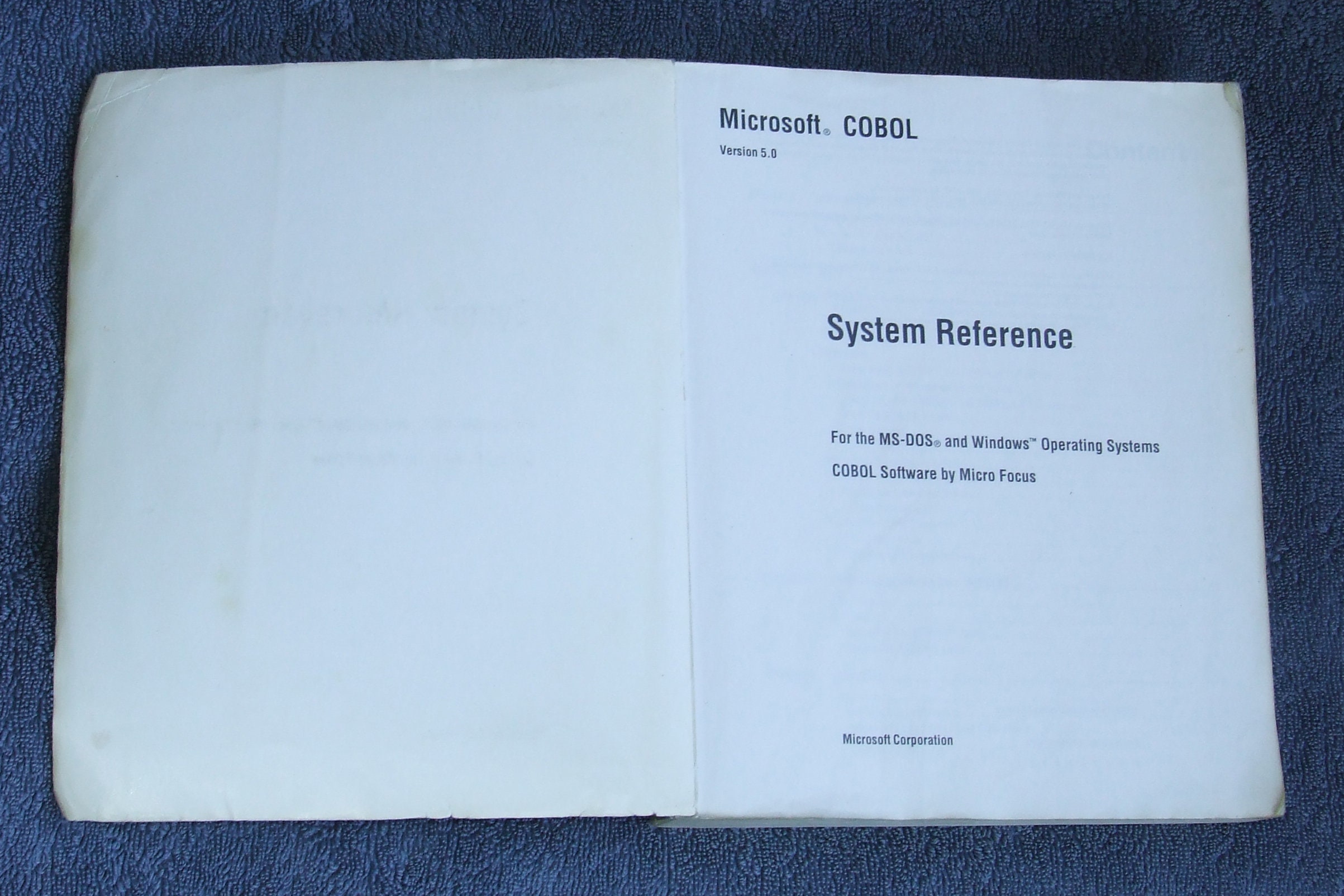 Microsoft Cobol 5.0 (by Micro Focus) System Reference for Ms-dos ...