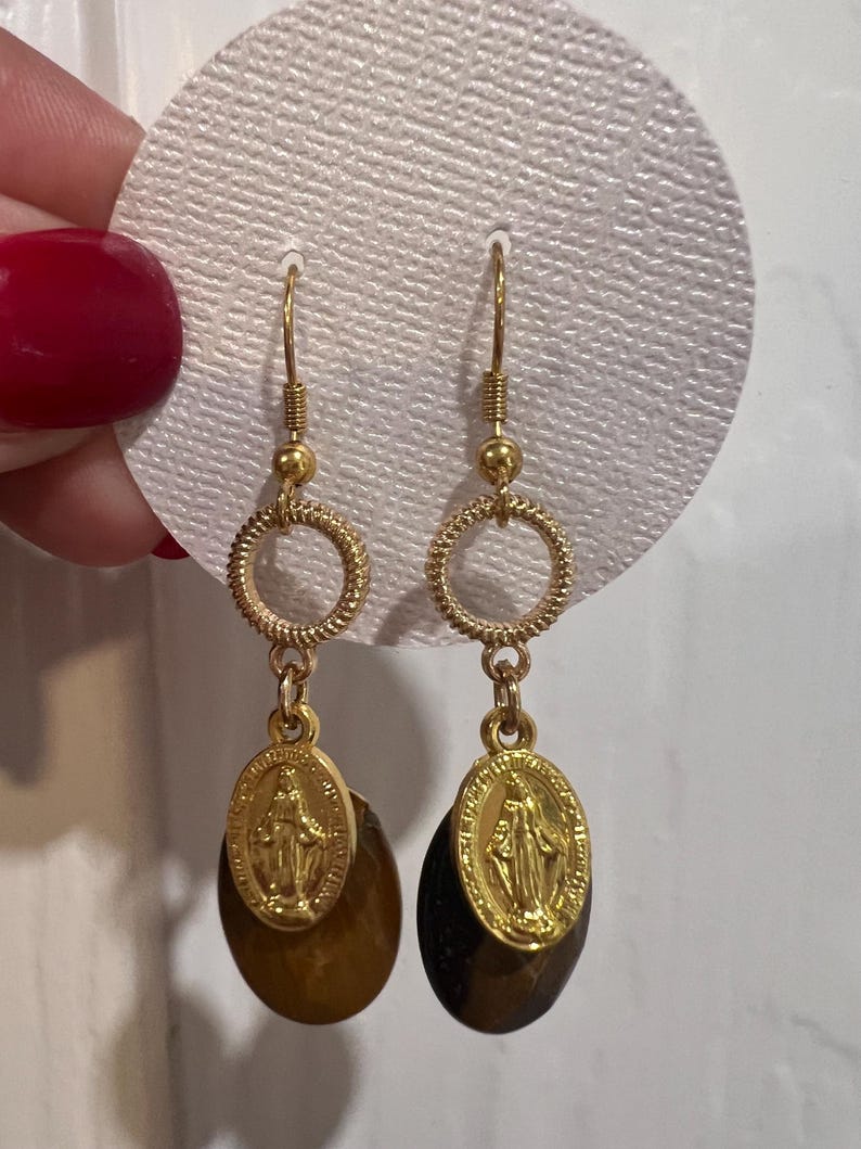 Catholic Earrings, Immaculate Mary Earrings, Miraculous Medal Earrings ...