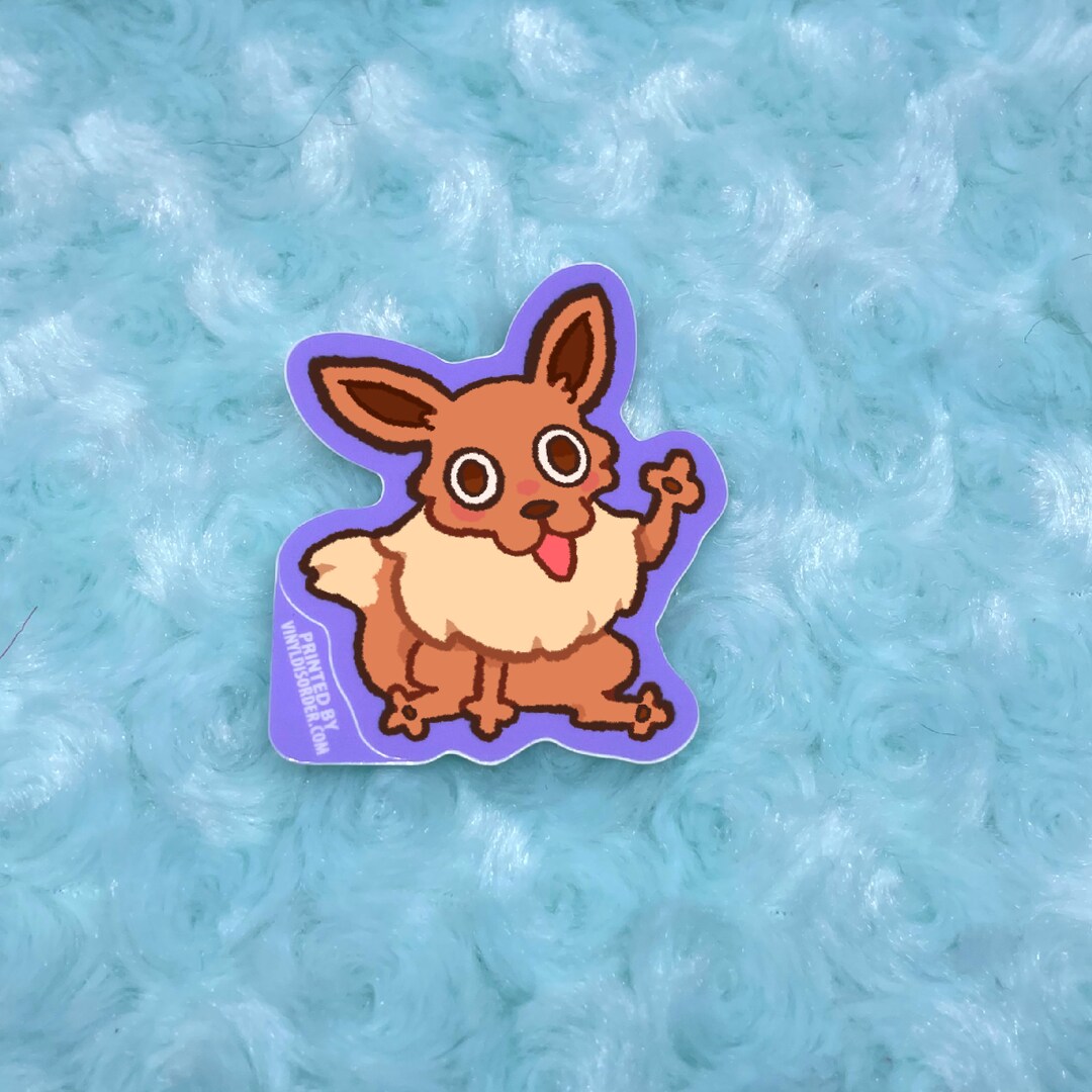 Silly Goofy Normal Fox Poke Sticker Eevee Inspired - Etsy
