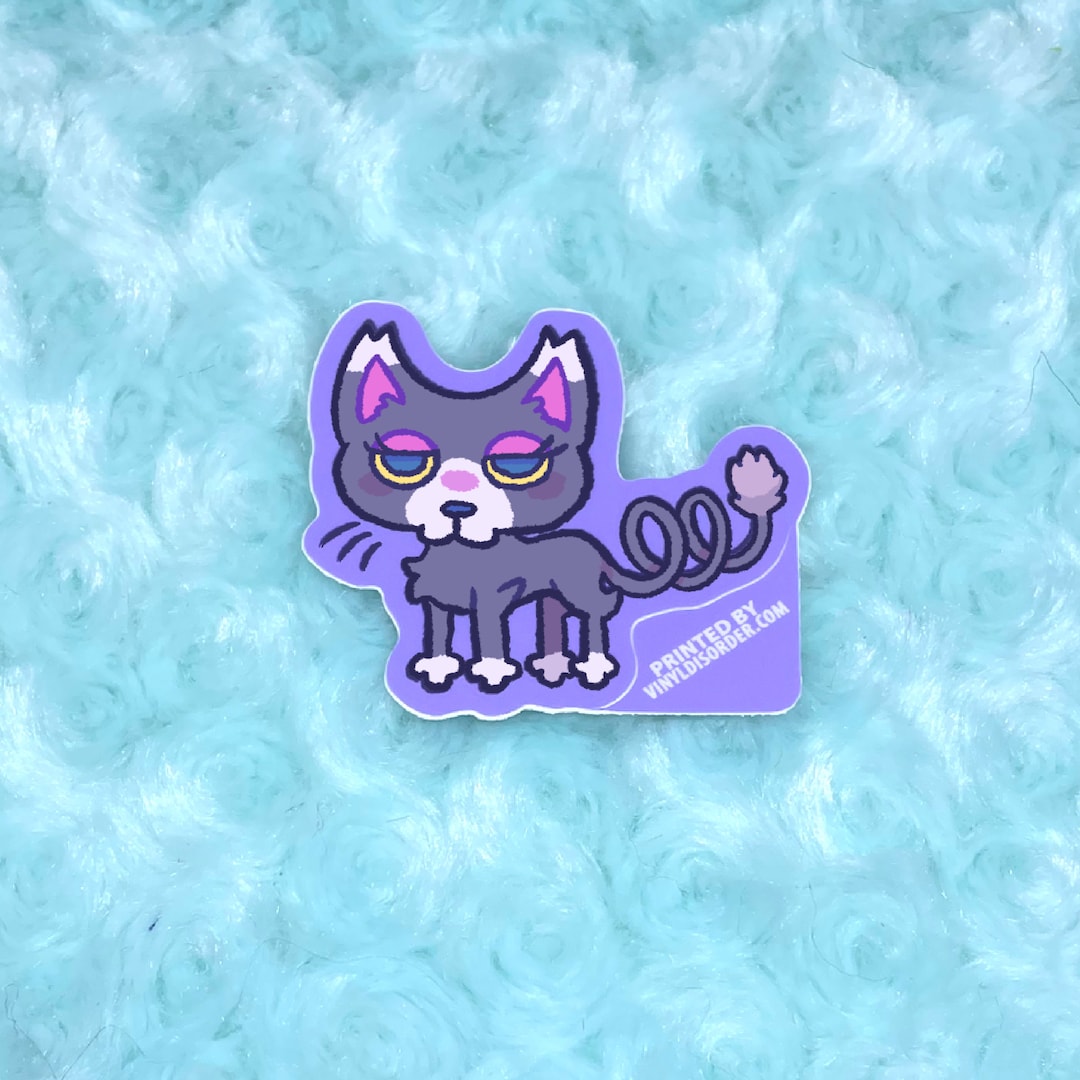 Silly Goofy Grey Cat Poke Sticker Glameow Inspired - Etsy