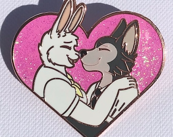 BEASTARS Haru and Legoshi Matte Rose Gold Hard Enamel Pin - Etsy