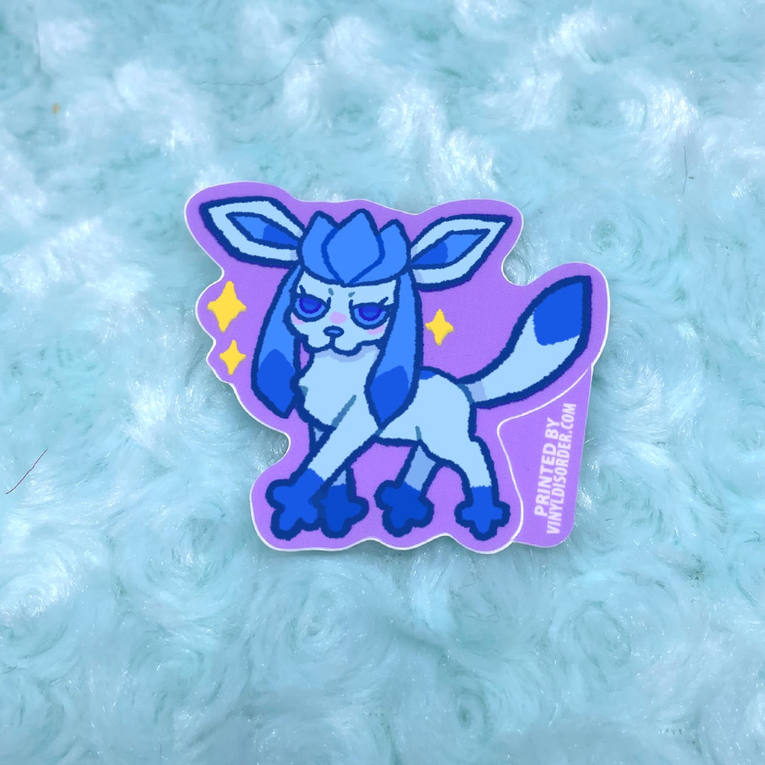 Silly Goofy Ice Fox Poke Sticker Glaceon Inspired - Etsy